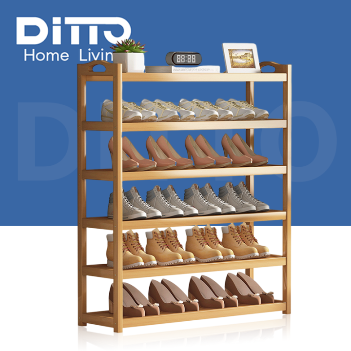 Ditto Bamboo Shoe Rack 4/5/6 Layers Multi Layer Flat Shoe Rack ...