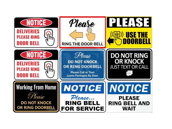 Door Bell Signages (Laminated Signage and Waterproof Vinyl Sticker A4 ...
