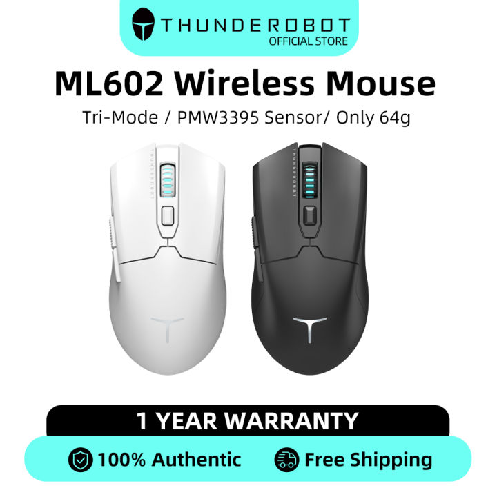 ＜826＞Thunderobot ML602 Gaming Mouse PAW3395 Tri-Mode Wired 2.4G Bluetooth Wireless Mouse ...