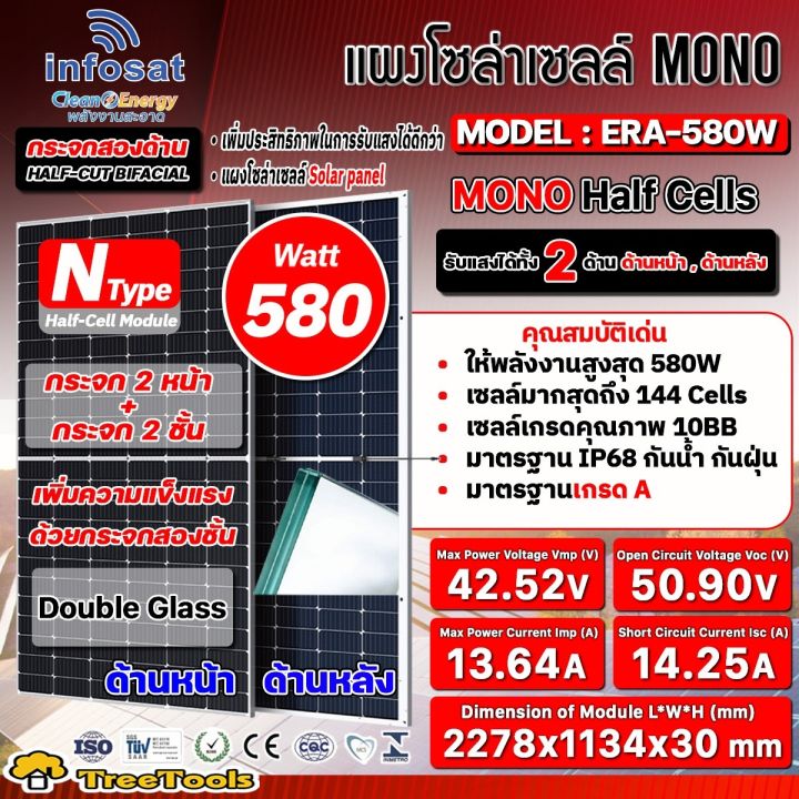 INFOSAT SOLRA แผงโซล่าเซลล์ รุ่น ERA-580W (580วัตต์) SOLER PANEL โซล่า ...