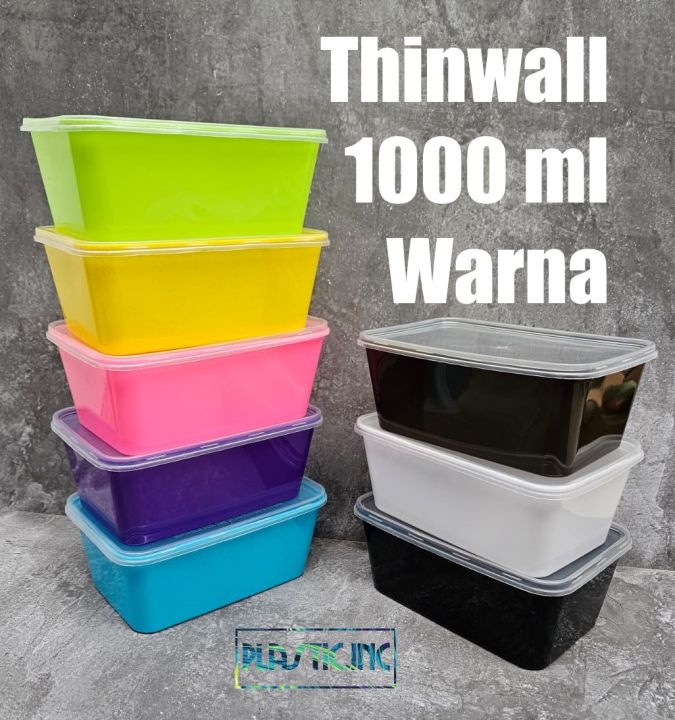 Thinwall 1000 ml Warna/Box Kotak Plastik Warna/Thinwall Warna | Lazada ...