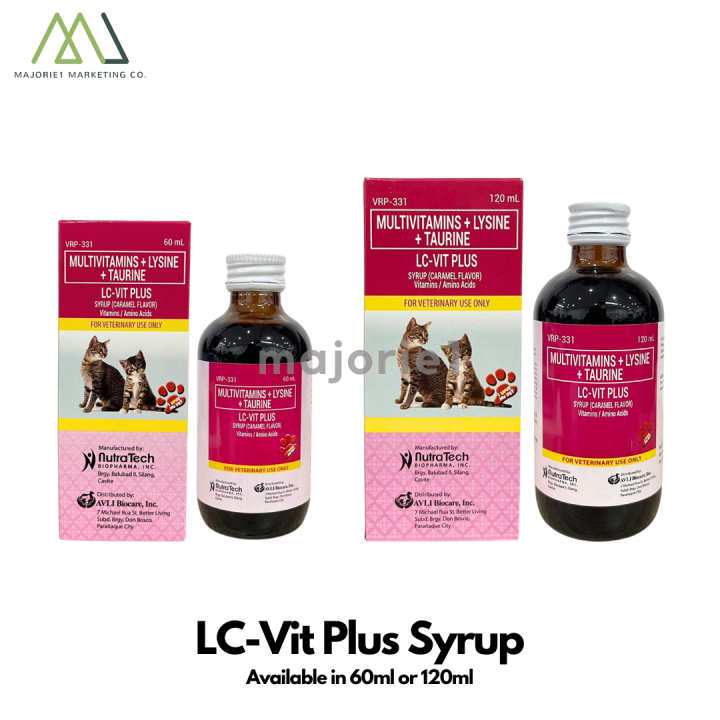 LC Vit PLUS Syrup Multivitamins w/ Taurine for Cats 60ml or 120ml ...