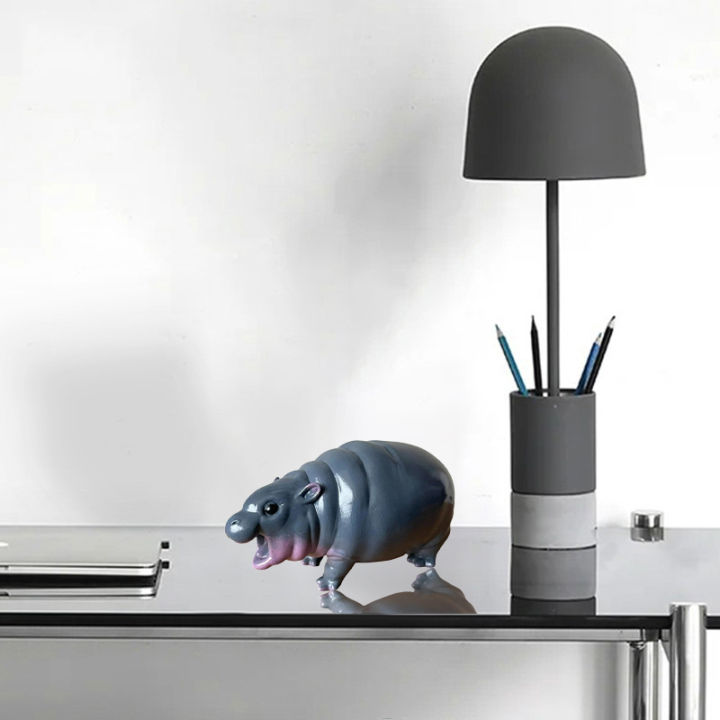 LSHUO Moo Deng Toy Moo Deng Hippo,Bouncy Pork Pygmy Hippo Statue,Hippo ...