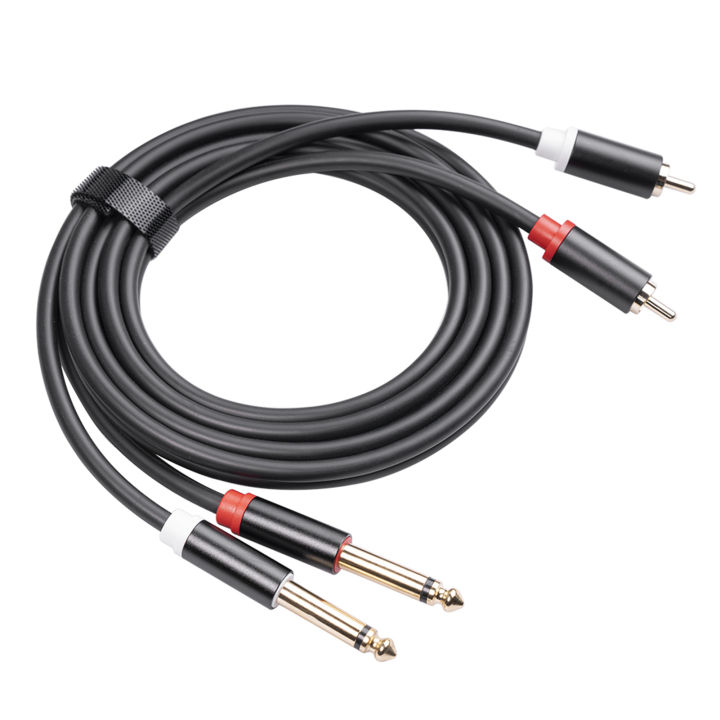 Dual 1/4 ''TS To Dual RCA สายเคเบิลเชื่อมต่อสัญญาณเสียง2 × 6.35มม. ชาย ...