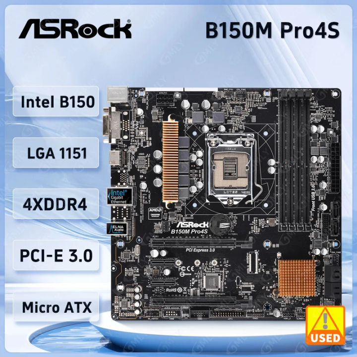 B150 ASRock B150M PRO4S เมนบอร์ด LGA 1151 In B150รองรับ I5-6500 6600 6100 7600 7300 6300 Cpu ...