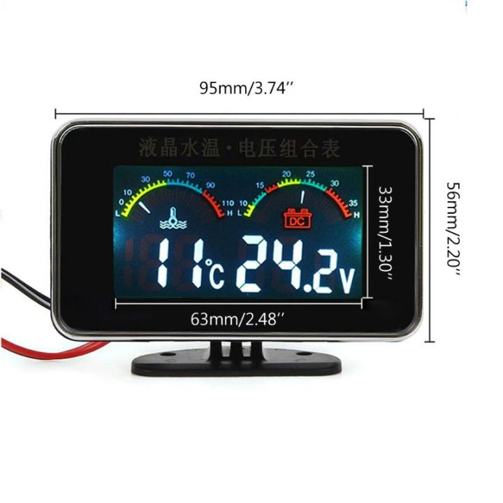 1 pc dc 12 v/24 v kendaraan mobil lcd air suhu meter termometer ...
