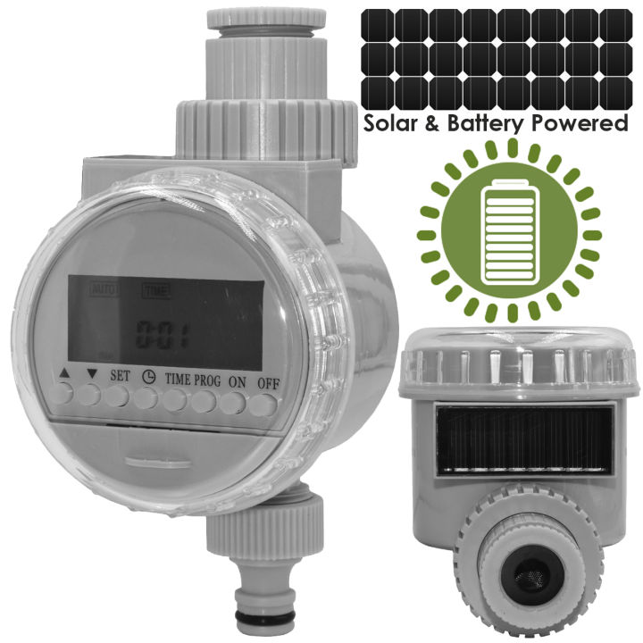 Solar & Battery Powered Water Timer Irrigation Solenoid Valve ...