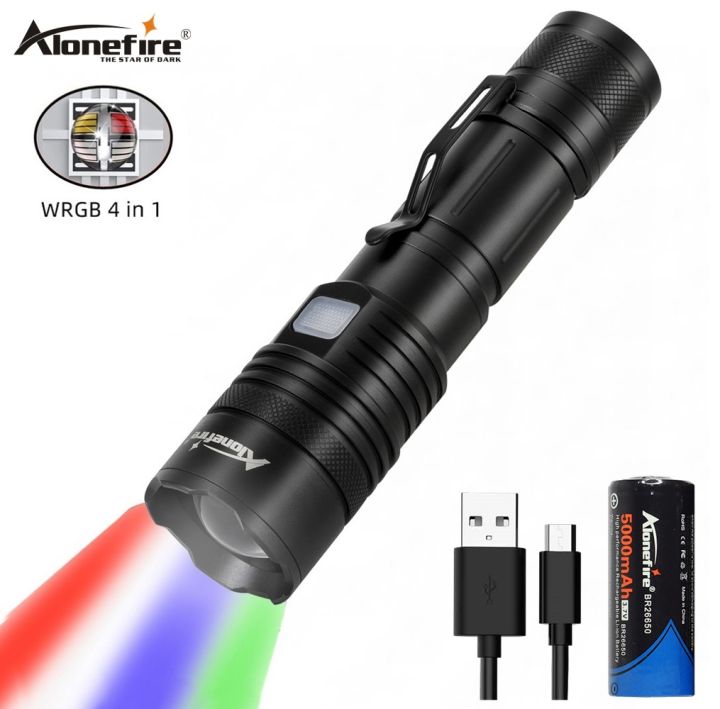 Alonefire X37 RGBW 4 Color in 1 Multi-color Led Tactical Flashlight Red ...