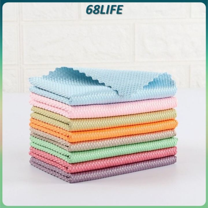 [M'sia Stock] Fish Scale Rag Thick Water Absorbent Wipe dish cloth ...