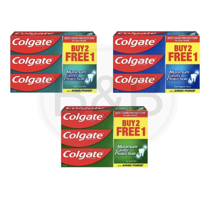 Colgate Maximum Cavity Protection Fresh Cool Mint / Great Regular / Icy ...
