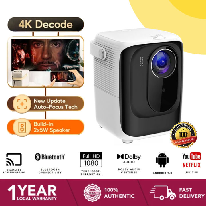 Smart Projector Projector 1080P 4K WiFi LED Projector Screen Auto Focus ...