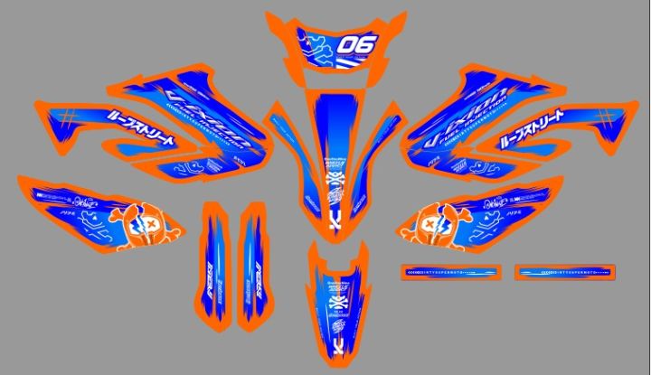 striping decal fullbody variasi sticker wr 155 motif biru list oren ...