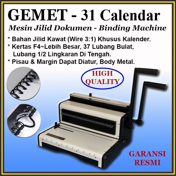 GEMET 31 Calendar, Mesin Jilid Binding Kalender F4 | Official Store ...