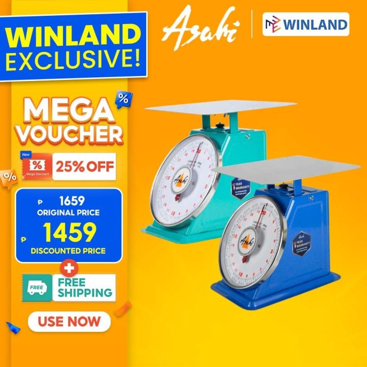703 Asahi by Winland Spring Dial Weighing Scale 20kg Stainless Flat Top ...