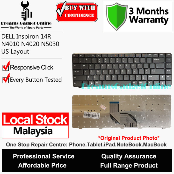 Replacement Notebook Keyboard for DELL Inspiron 14R N4010 N4020 N5030 ...