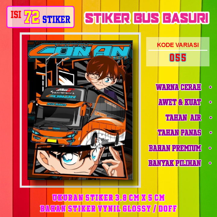 stiker bus basuri CONAN [055] isi 72 pcs warna cerah awet jelas MURAH ...
