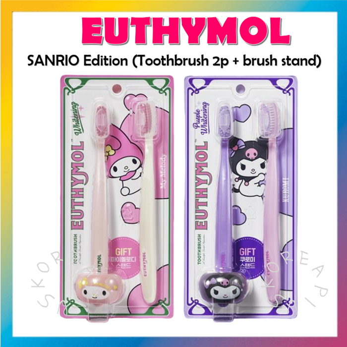 [Euthymol] Toothbrush 2p stand Sanrio Mymelody Kuromi edition | Lazada ...