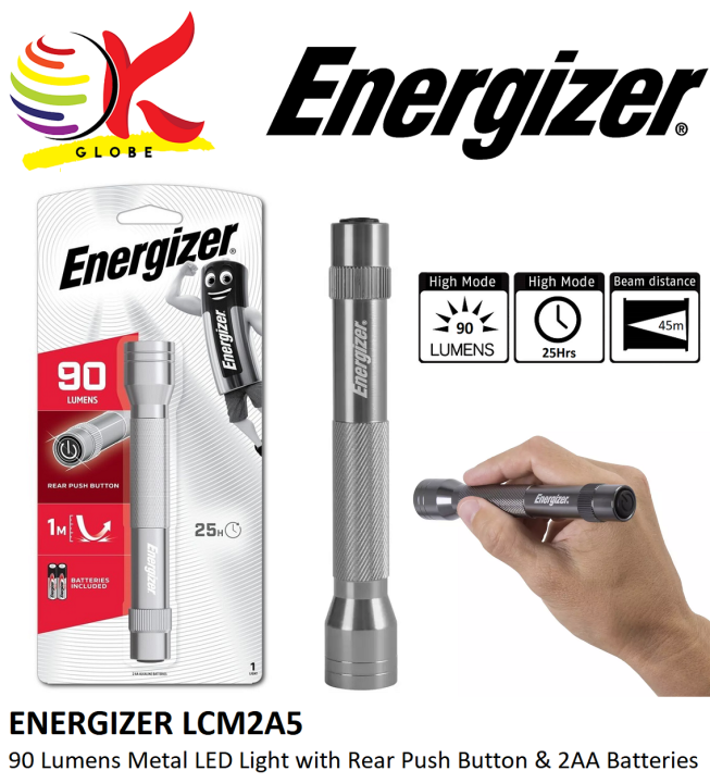 ENERGIZER LCM2A5 / LCM2AA 90 LUMENS METAL LED LIGHT TORCHLIGHT ...