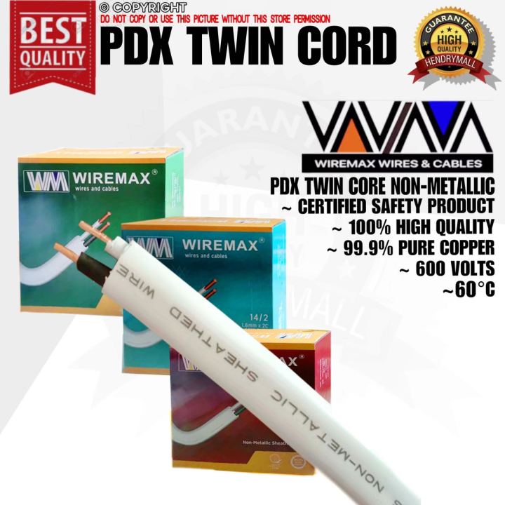 WIREMAX PDX (NM) WIRE TWIN CORE NON-METALLIC SHEATHED CABLE PURE COPPER ...