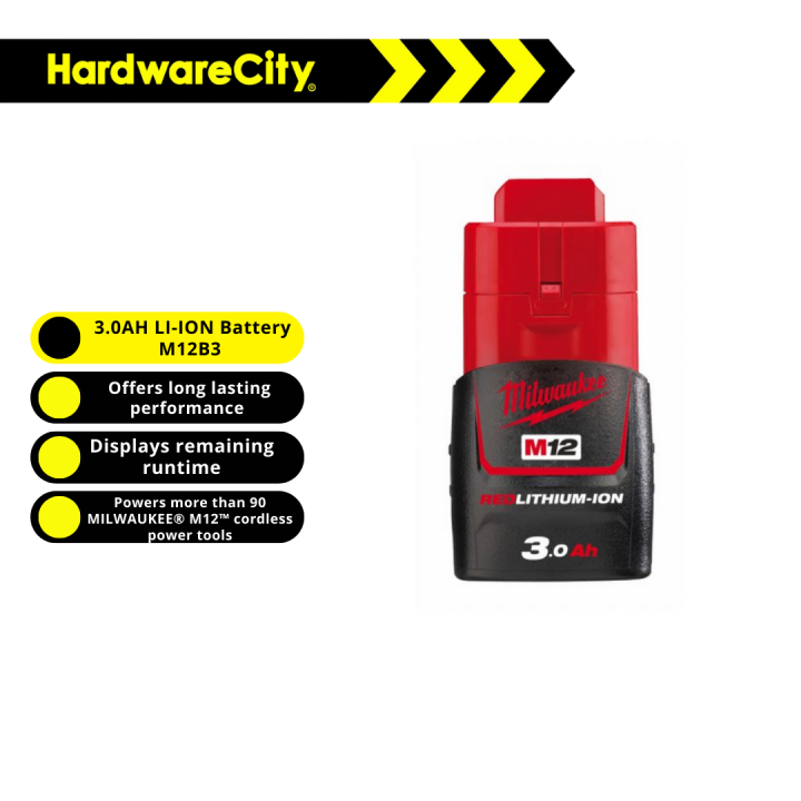 MILWAUKEE 12V 3.0AH LI-ION Battery M12B3 | Lazada Singapore