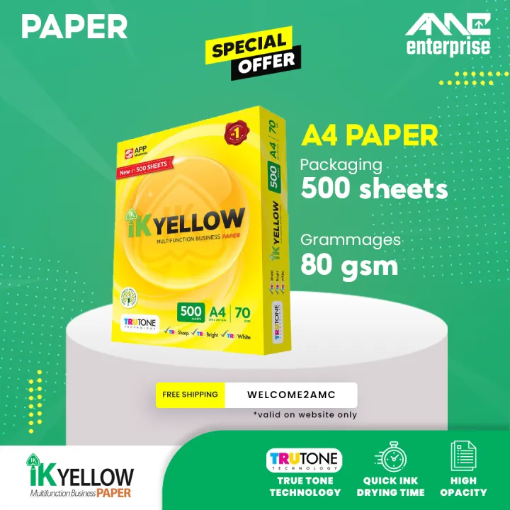 IK Yellow A4 Multifunction Business Paper 70GSM | Lazada