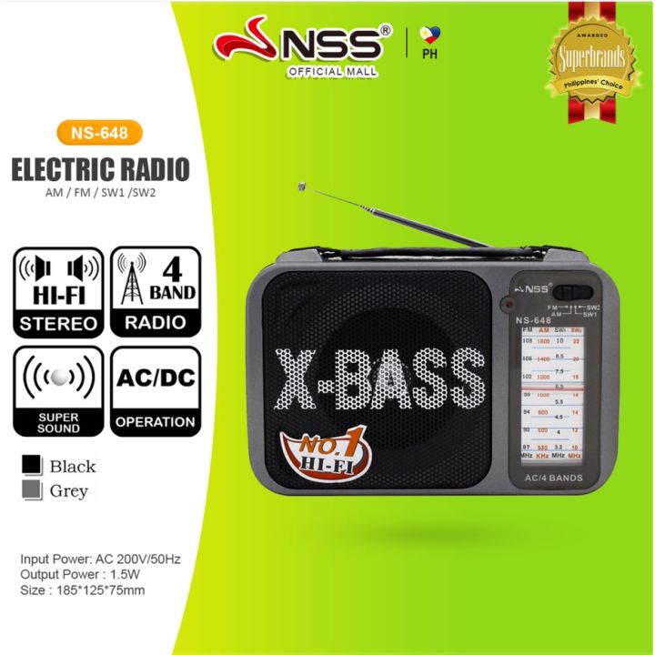 NSS Radio Speaker HI-FI Super Sound FM/AM/SW 1-4 Band Transistor Radio ...