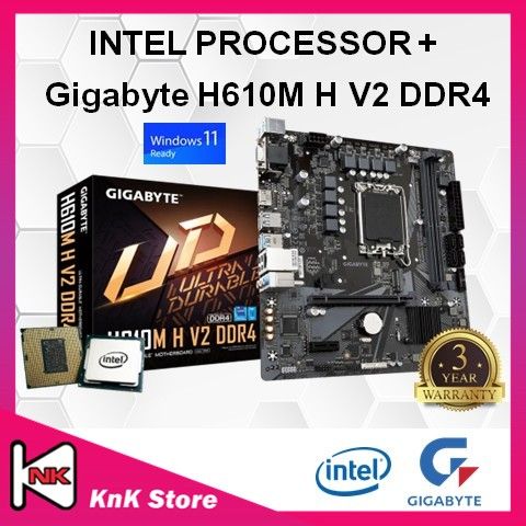 Gigabyte H610M H V2 H610 LGA1700 DDR4 Motherboard + Intel 12TH GEN ...