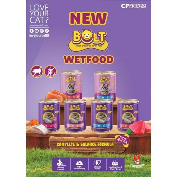 Wet Food BOLT CAT Can 400 gr | Makanan Kucing Basah Kaleng 400g BOLT ...