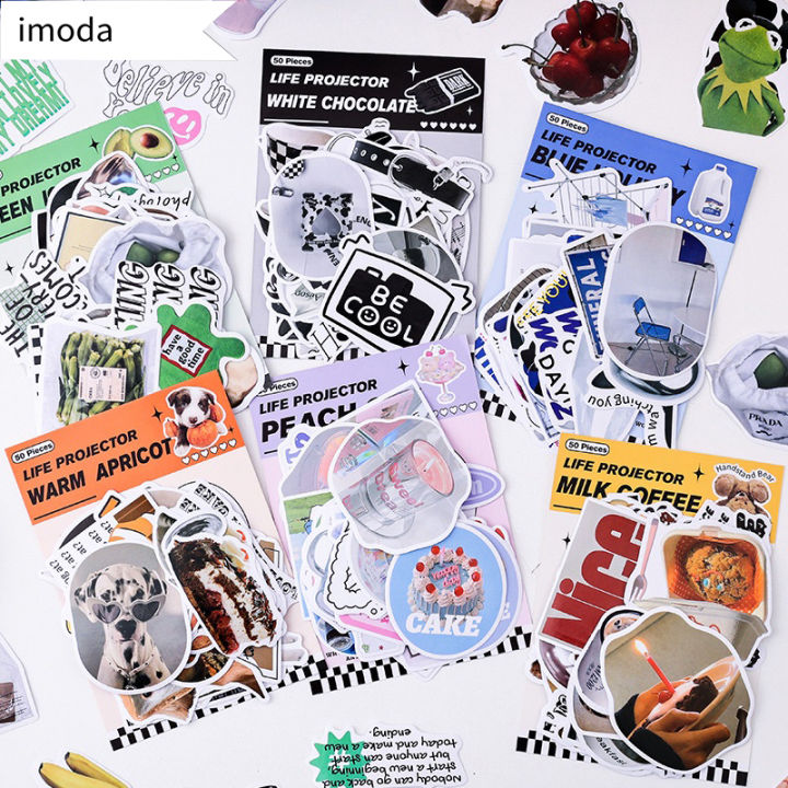 Imoda 50แผ่น/ถุงสไตล์ Ins กระเป๋าสติกเกอร์ชุดเครื่องฉายในชีวิตกระเป๋า ...