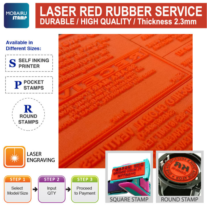 [RUBBER ONLY] Laser Red Rubber Engraving Service, Assorted Sizes | Lazada