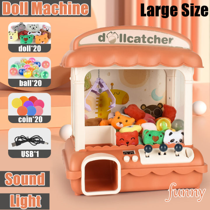 Kids Mini Toys big size claw Game Machine Grab Candy & Plush Dolls Set ...