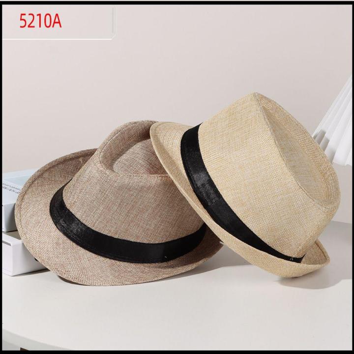 5210A แฟชั่น Felt Gangster Cap Unisex Jazz Cap Beach Sun Hat Fedora Cap ...
