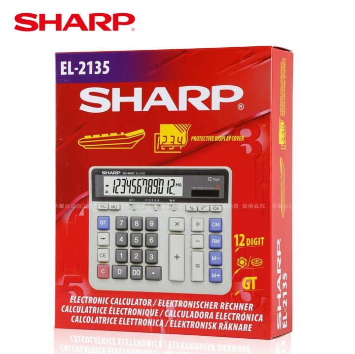 Sharp EL-2135 computer, large button calculator, office bank financial ...