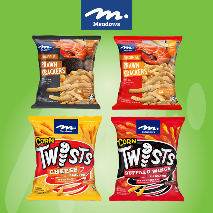 [Bundle of 6] [Exp: May-25] Meadows Prawn Crackers 40g x 6 / Corn Twists 60g x 6 | Lazada