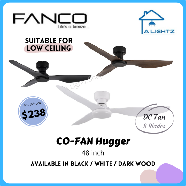 Fanco Co-Fan Hugger Low Ceiling Fan 48" with optional light kit ...