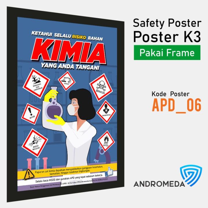 Safety Poster K3 : Chemical Handling Kimia Limbah APD + Frame | Lazada ...