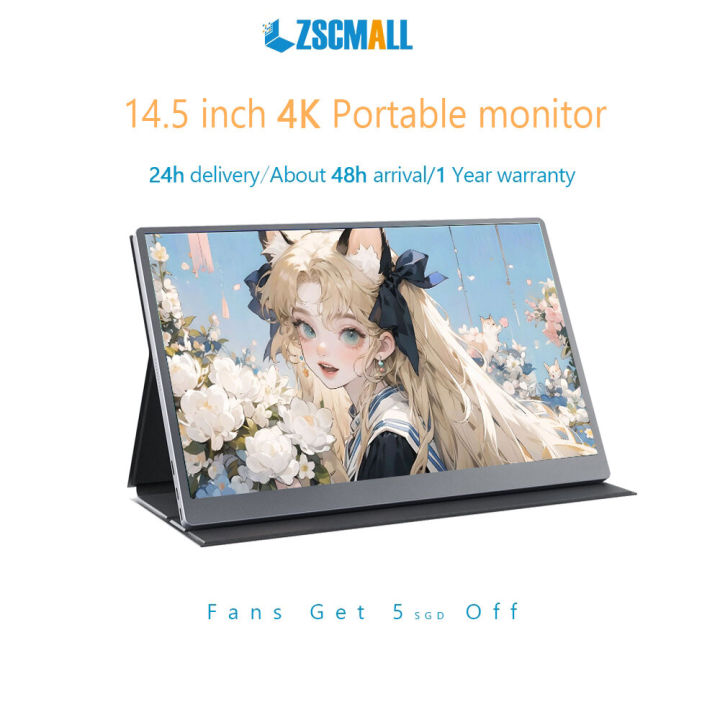 Real delivery ZSCMALL Portable Monitor 4K 14.5 inch UHD 3840X2160 100% ...