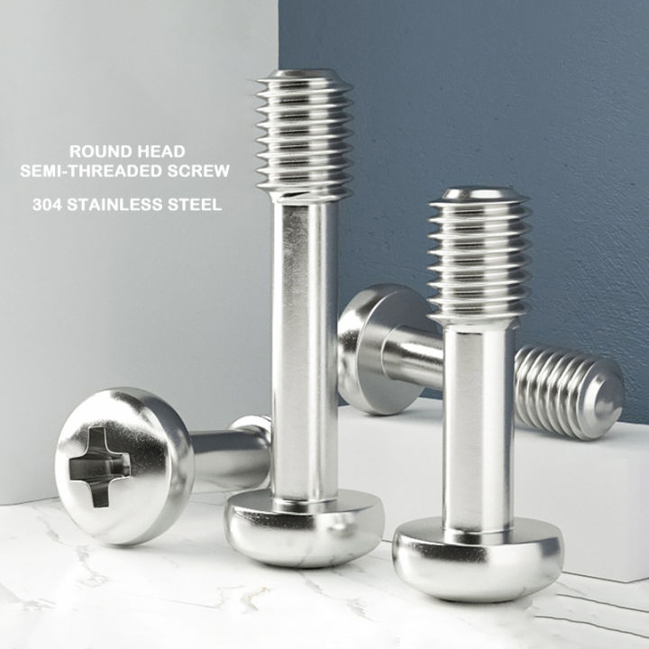 304 Stainless Steel M2 M2.5 M3 M4 M5 M6 M8 Pan Head Philip’s Head Semi-Threaded Bolts Cross ...