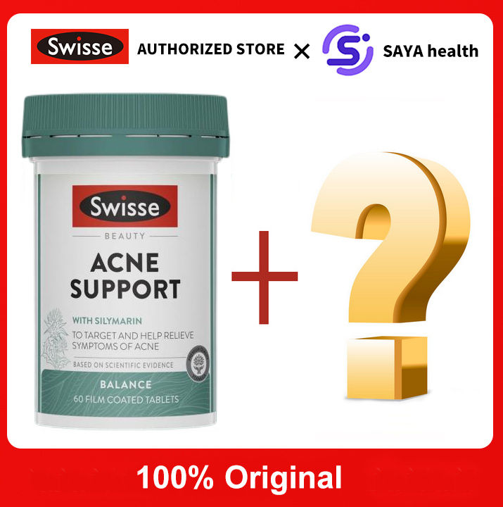 Swisse Beauty Acne Support 60 Film Coated Tablets with Silymarin Help Relieve Symptoms of Acne ...