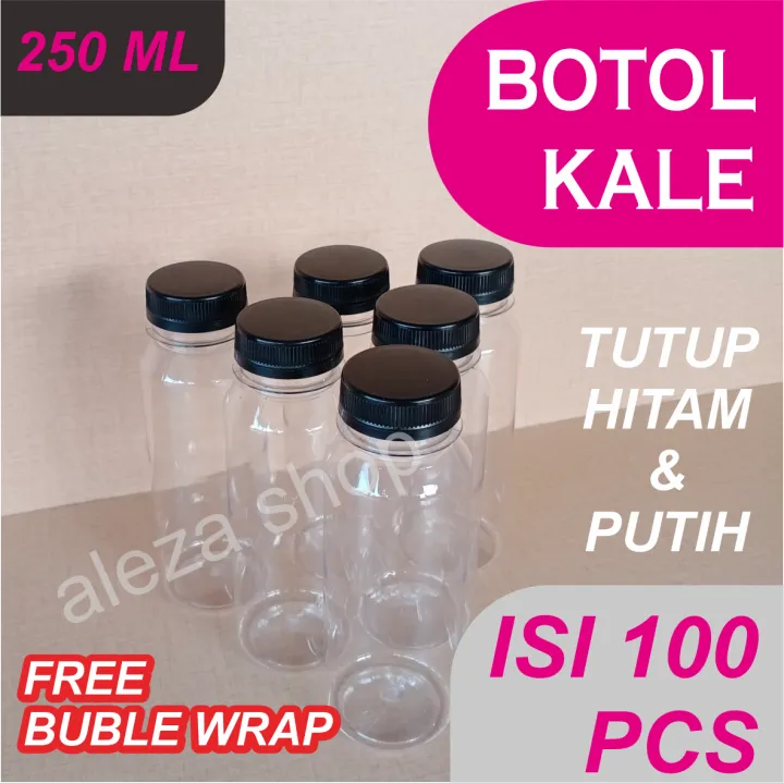 100 Pcs Botol Plastik Kale 250 ml| Botol Minuman PET Satuan | Botol ...