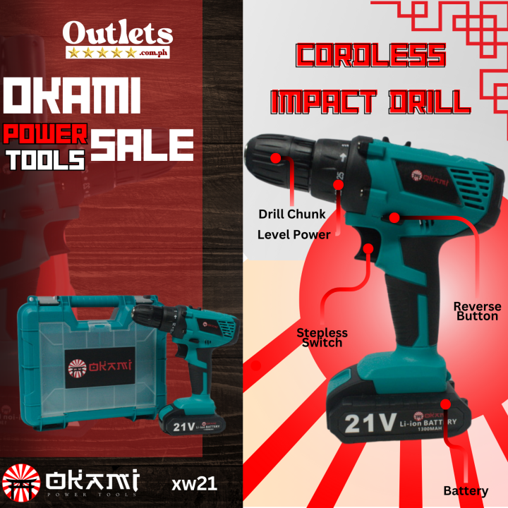 OKAMI JAPAN POWER TOOLS IMPACT DRILL CORDLESS SET | Lazada PH