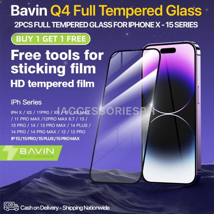 Bavin Q4 [2pcs - Buy 1 Get 1] Full Tempered Glass Screen Protector for ...