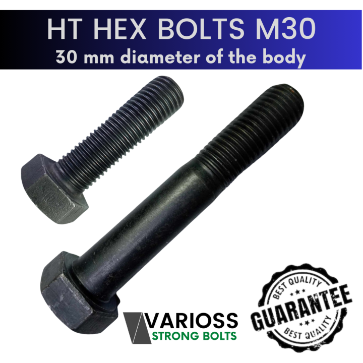 1 pc bolt with nut - HT M30 or 30 mm diameter Hex Bolt Bolts, Length ...