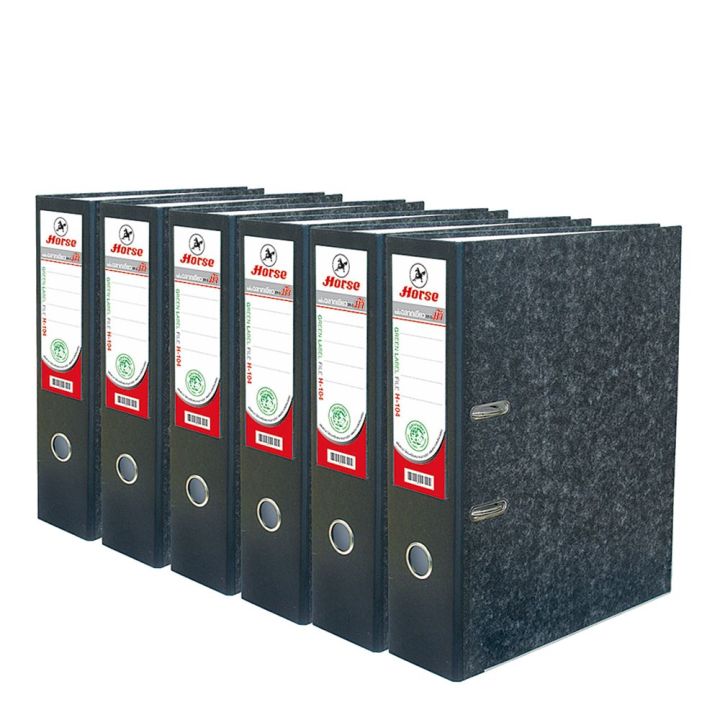 ตราม้า แฟ้มสันกว้าง สัน 3 นิ้ว รุ่น H-104F สีดำ แพ็ค 6/Horse Brand ...