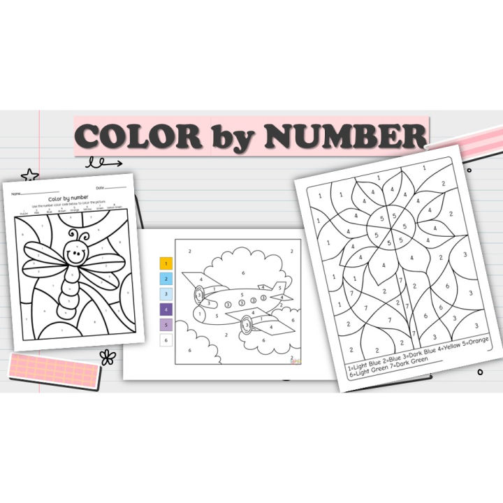 [PRE026] 70 pages Color by Number Worksheet for Pre-school PDF Digital ...