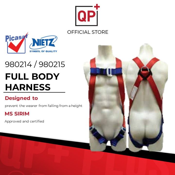 PICASAF FULL BODY HARNESS WITH DOUBLE LANYARD 1.8M & LARGE HOOK SET & ENERGY ABSORBER (980215 ...