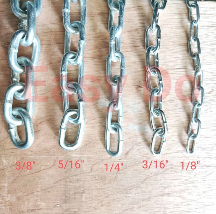 Galvanized Iron Link Chain Rantai Besi 3/16 inch(3.2MM), 1/4 inch(6MM ...