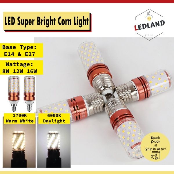 LEDLAND Mentol LED Jagung Super Terang E14 & E27 – 8W / 12W / 16W E27 ...