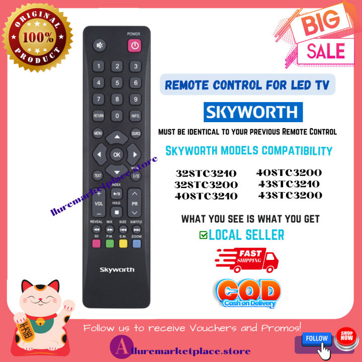 Skyworth LED TV Remote Control 539C-2602JB-W060 with free battery ...