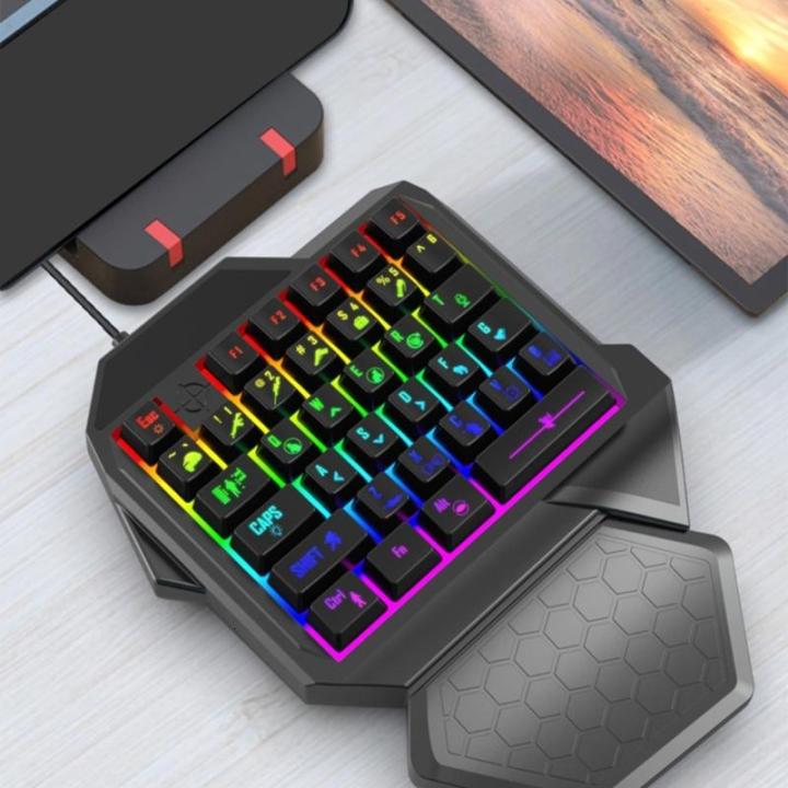 35 Key One-handed Keyboard Mini LED Gaming Keyboard USB Cord Backlight ...